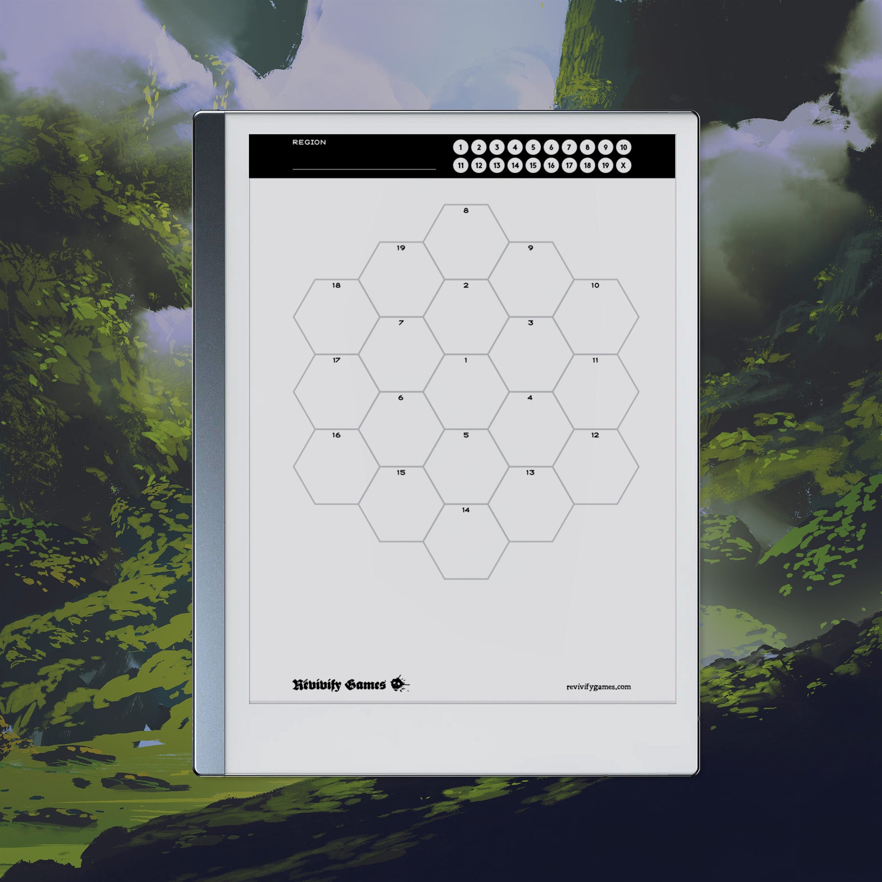 Hex Flower Template for Remarkable – Revivify Games